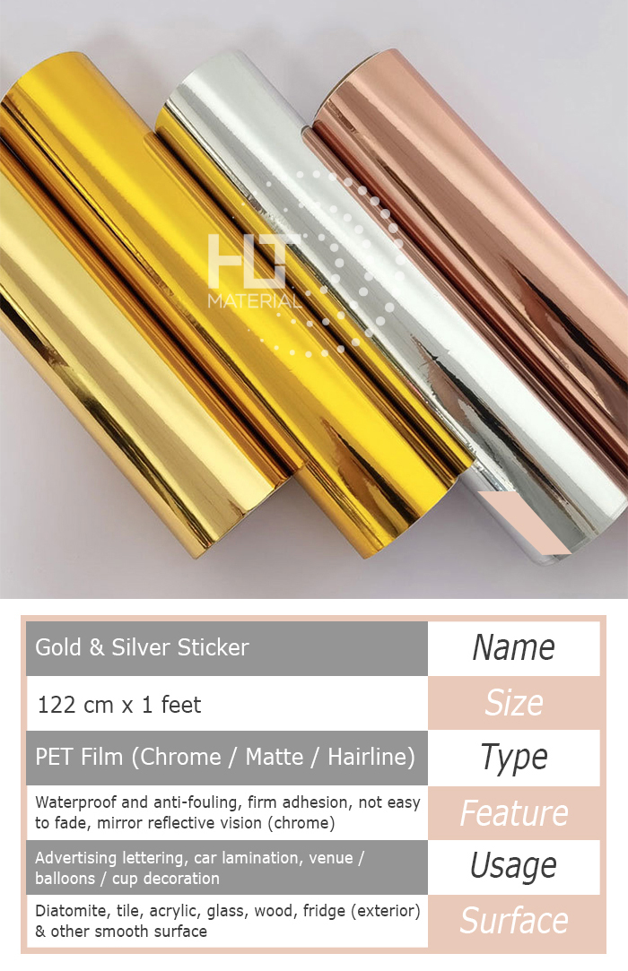 GOLD & SILVER STICKER L 1 FEET X W 4 FEET - HLT Material Sdn Bhd