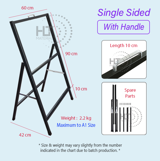 A FRAME METAL SIDEWALK STAND (HANDLE) 60CM X 90CM - HLT Material Sdn Bhd